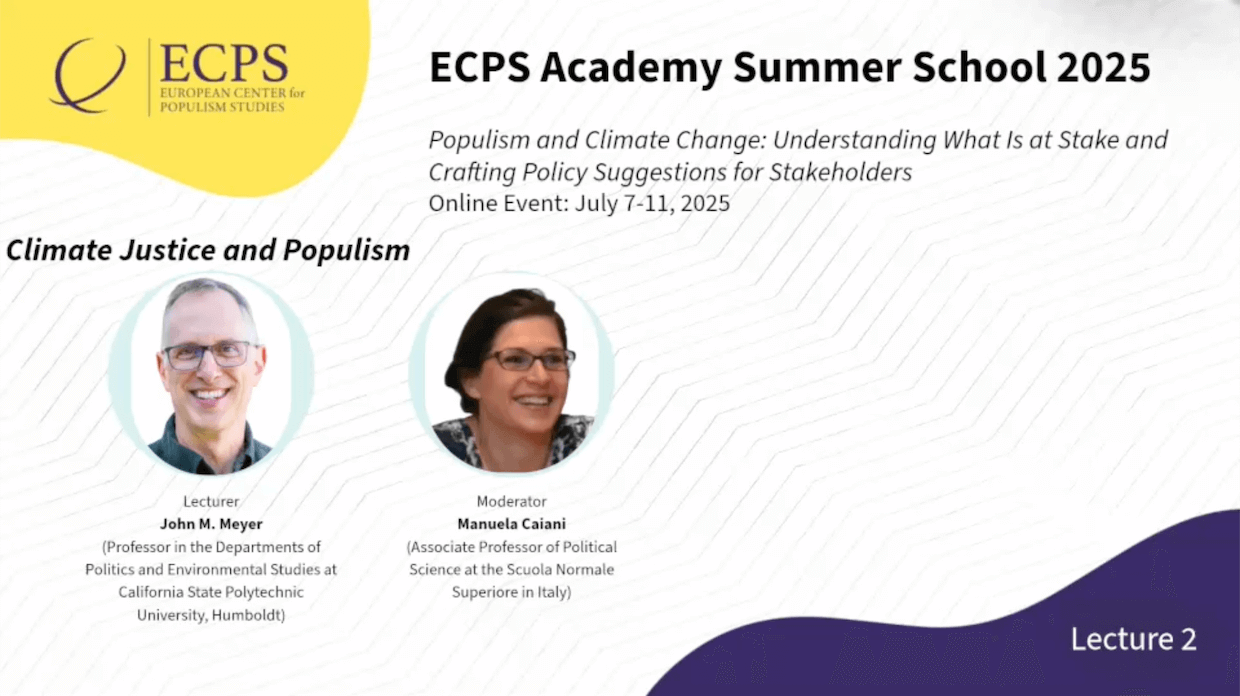 ECPS Academy Summer School 2025 – Prof. John Meyer: Climate Justice and ...